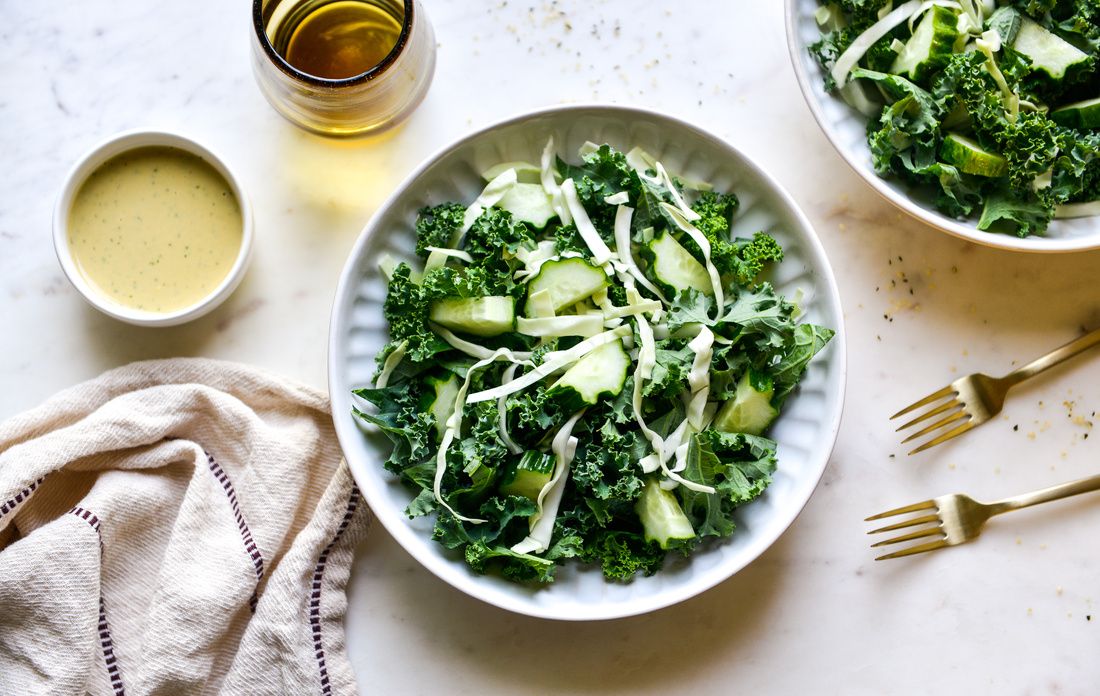 Kale-Cucumber Detox Salad with Sesame-Ginger Dressing | Nourishing Meals®